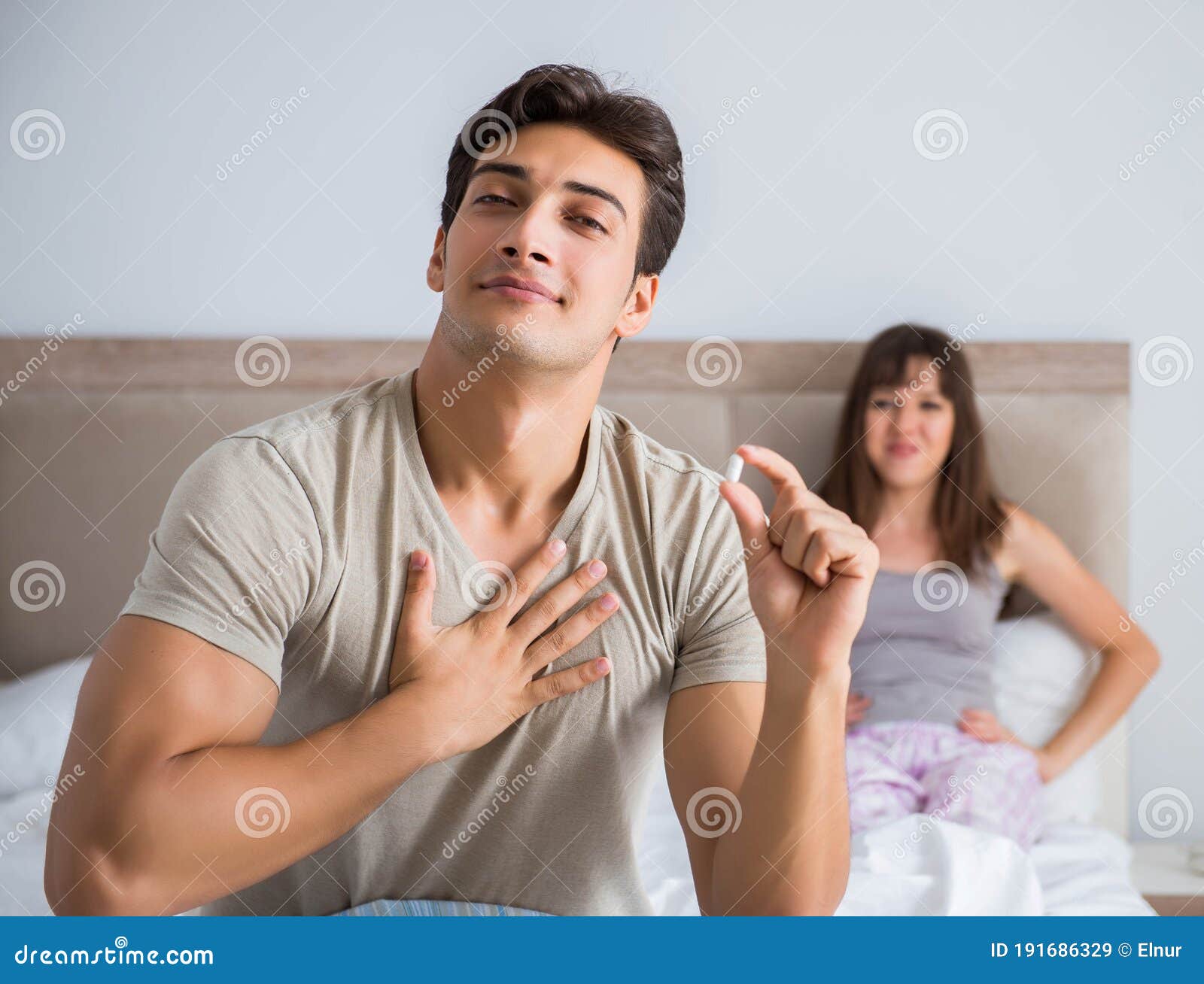 Man Suffering from Impotency with Pill Stock Image - Image of cheerful ...