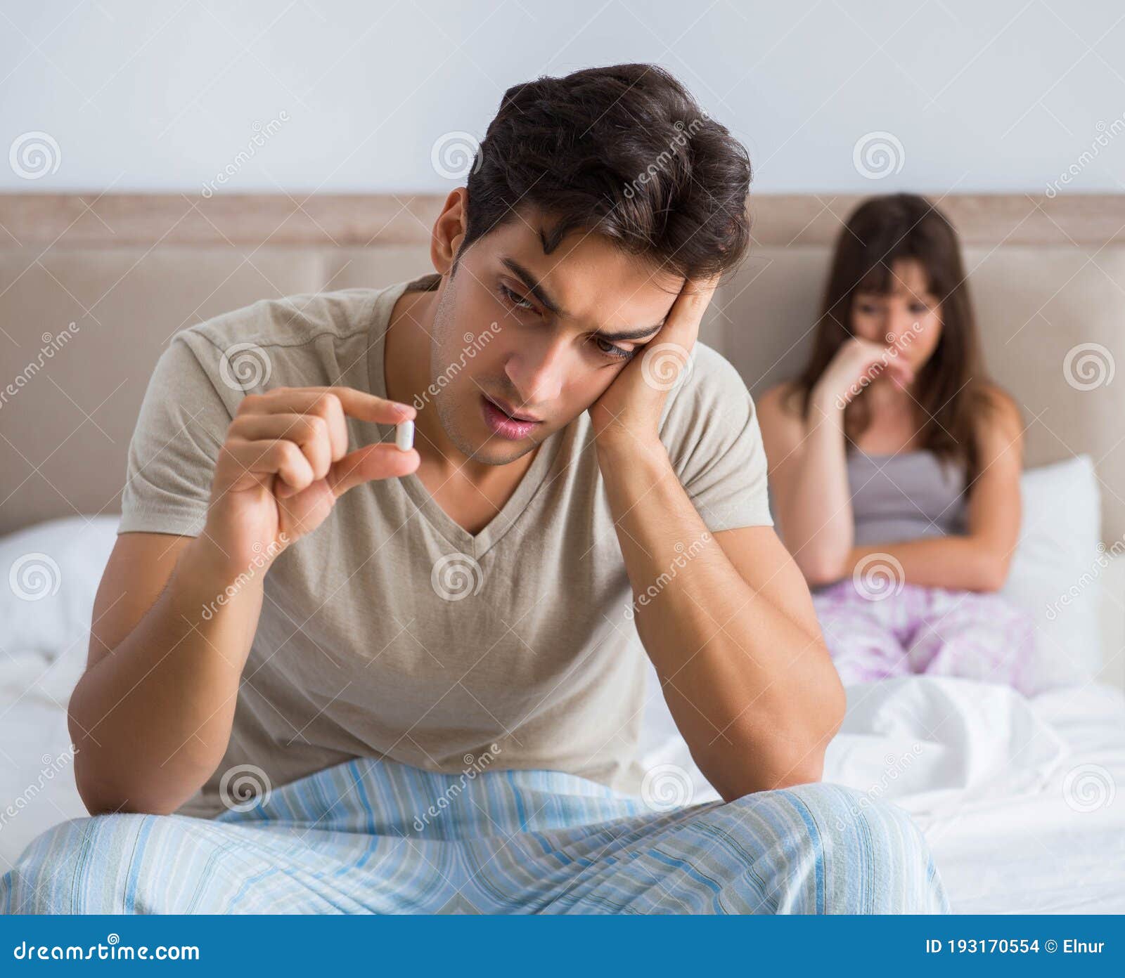 Man Suffering from Impotency with Pill Stock Photo - Image of married ...
