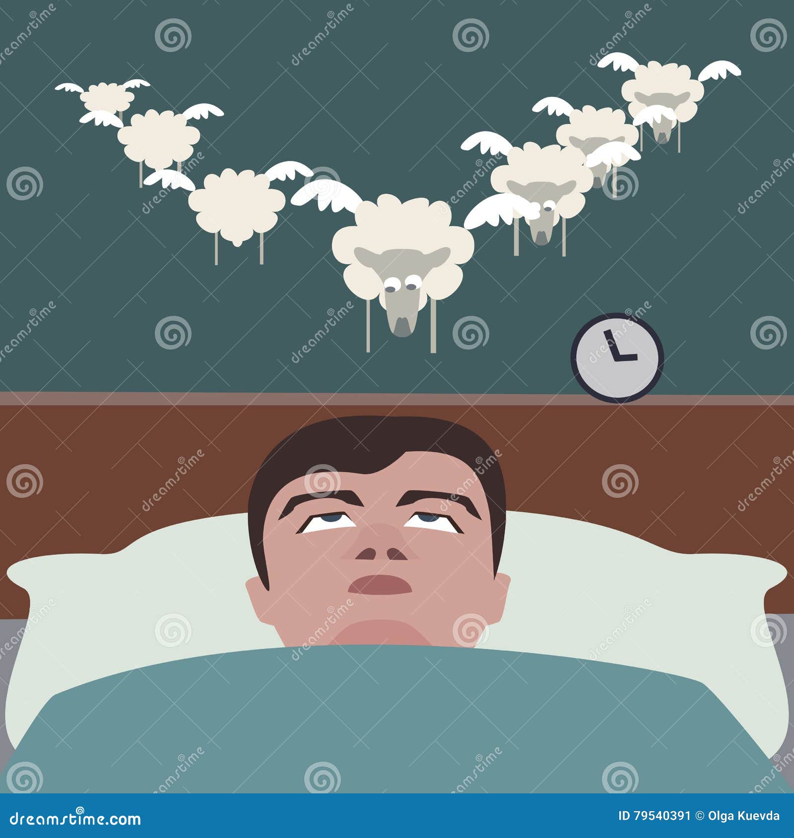 Man Suffering Insomnia Funny Cartoon Stock Vector - Illustration of ...