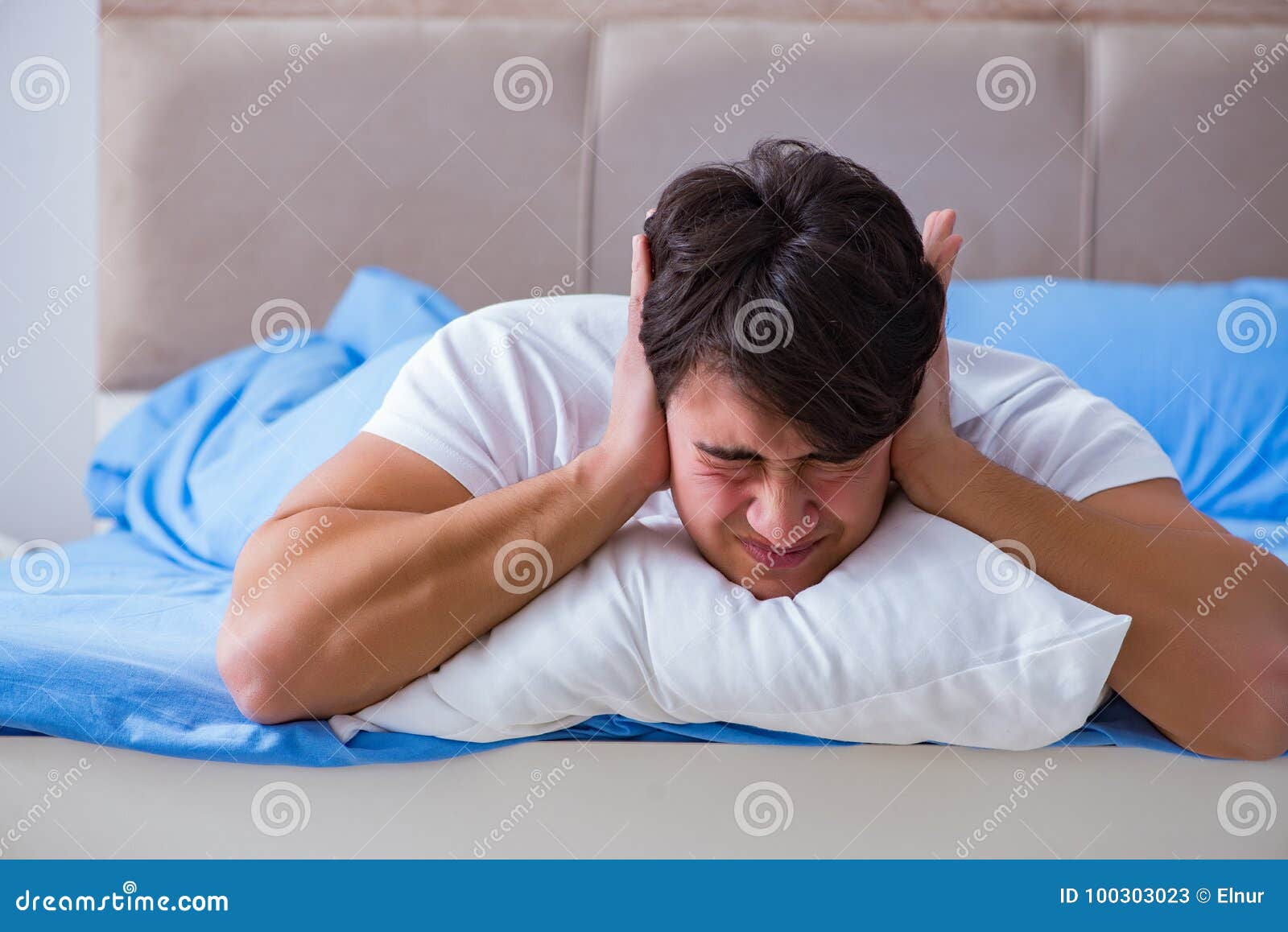 The Man Suffering from Insomnia Lying in Bed Stock Image - Image of ...