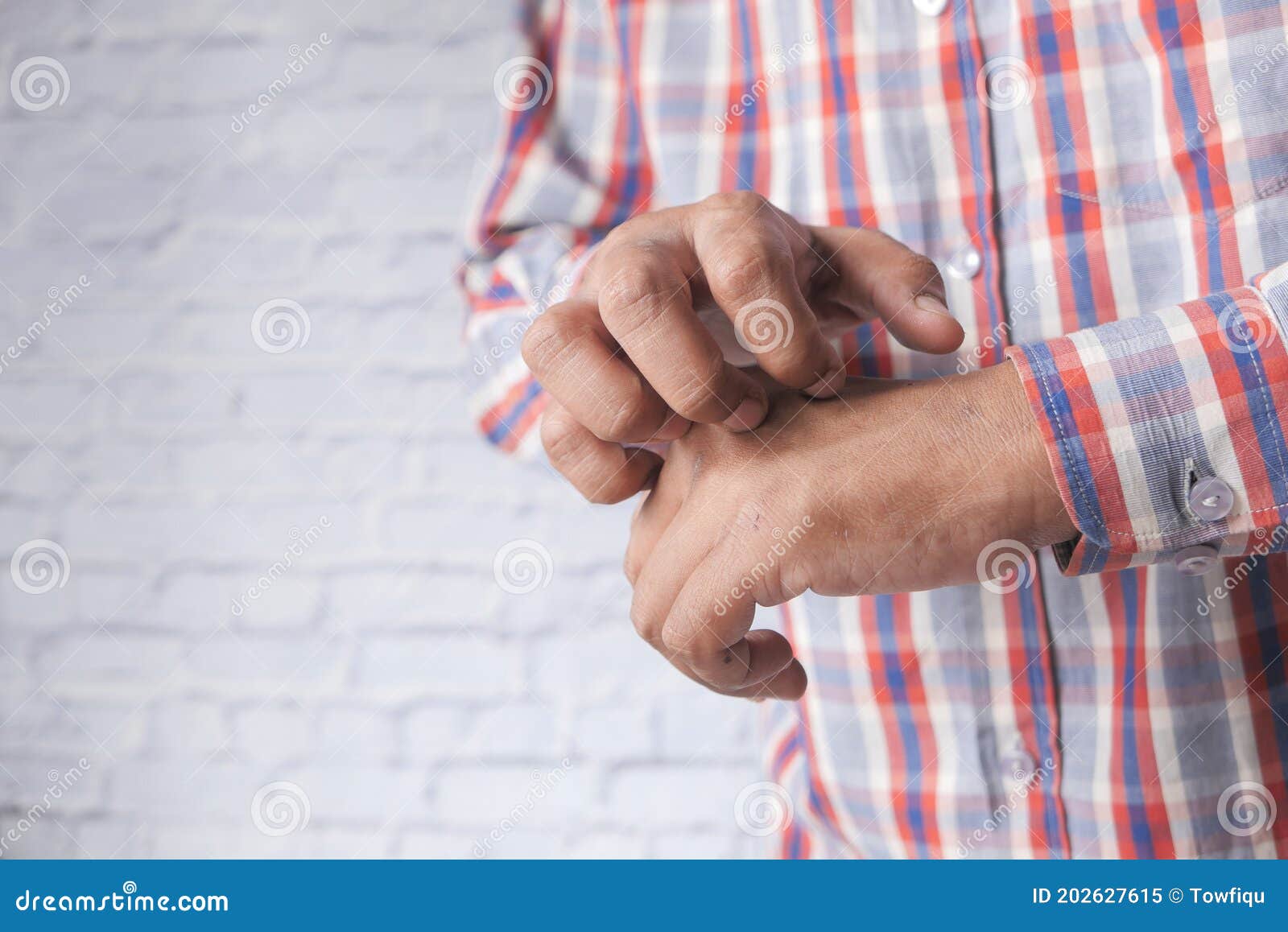 Man Suffering from Itching Skin, Close Up. Stock Image - Image of ...