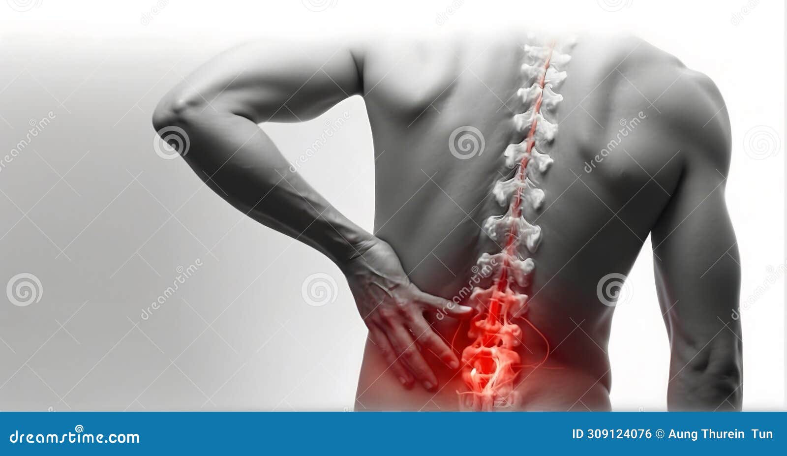 A man with lower back pain stock illustration. Illustration of bone ...