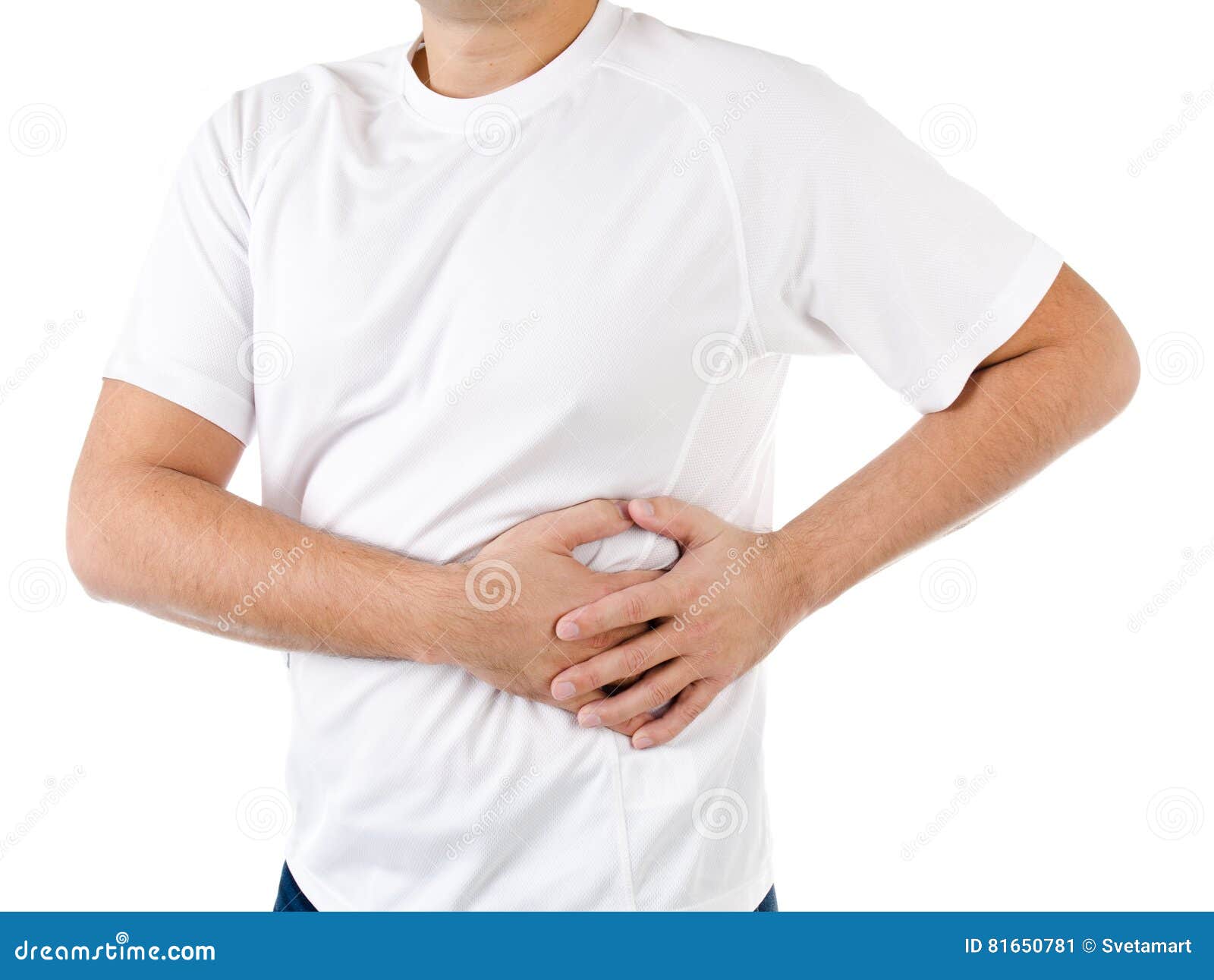 Pain In The Left Side Of The Muscular Male Body. Isolated On White ...