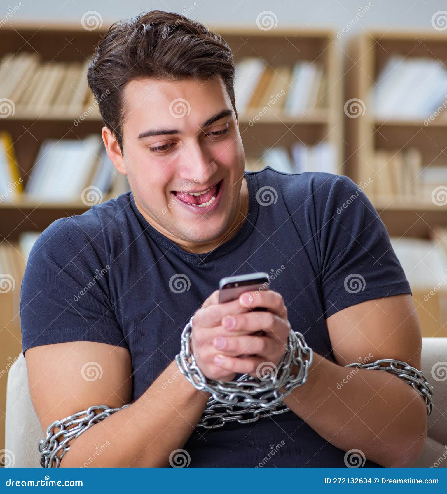 Man Suffering from Phone Dependence Addiction Stock Photo - Image of ...