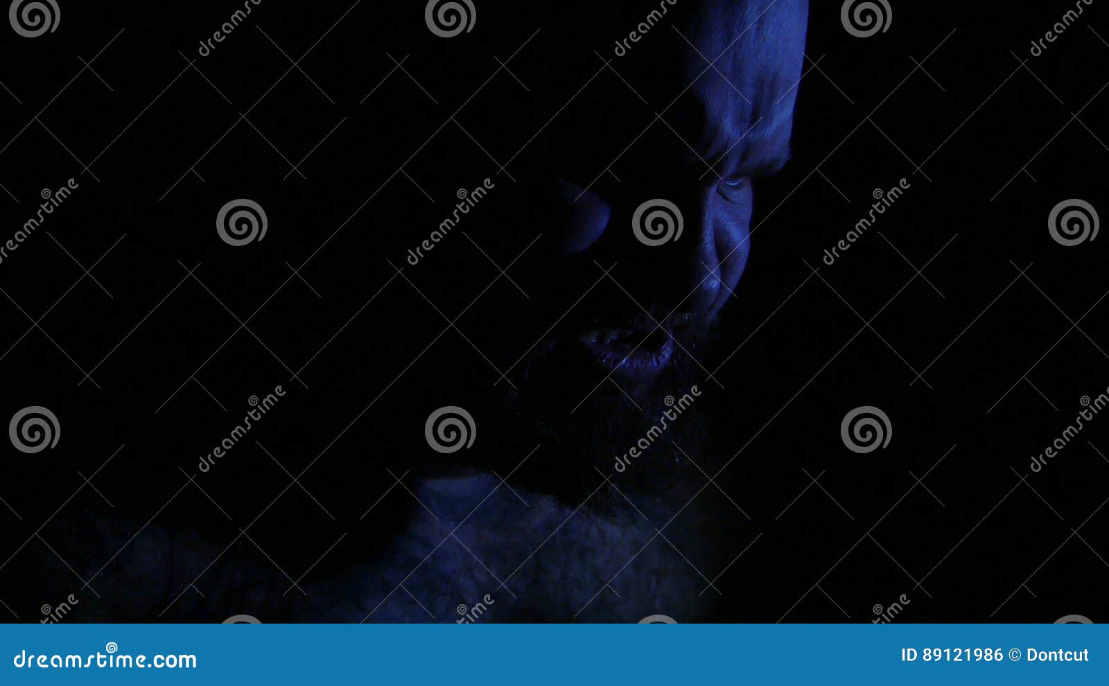 Man Suffering and Screaming in Darkness. 4K UHD Stock Footage - Video ...