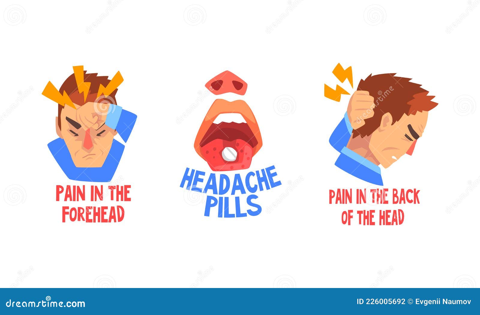 Man Suffering from Severe Headache Holding Hand Against Forehead and ...