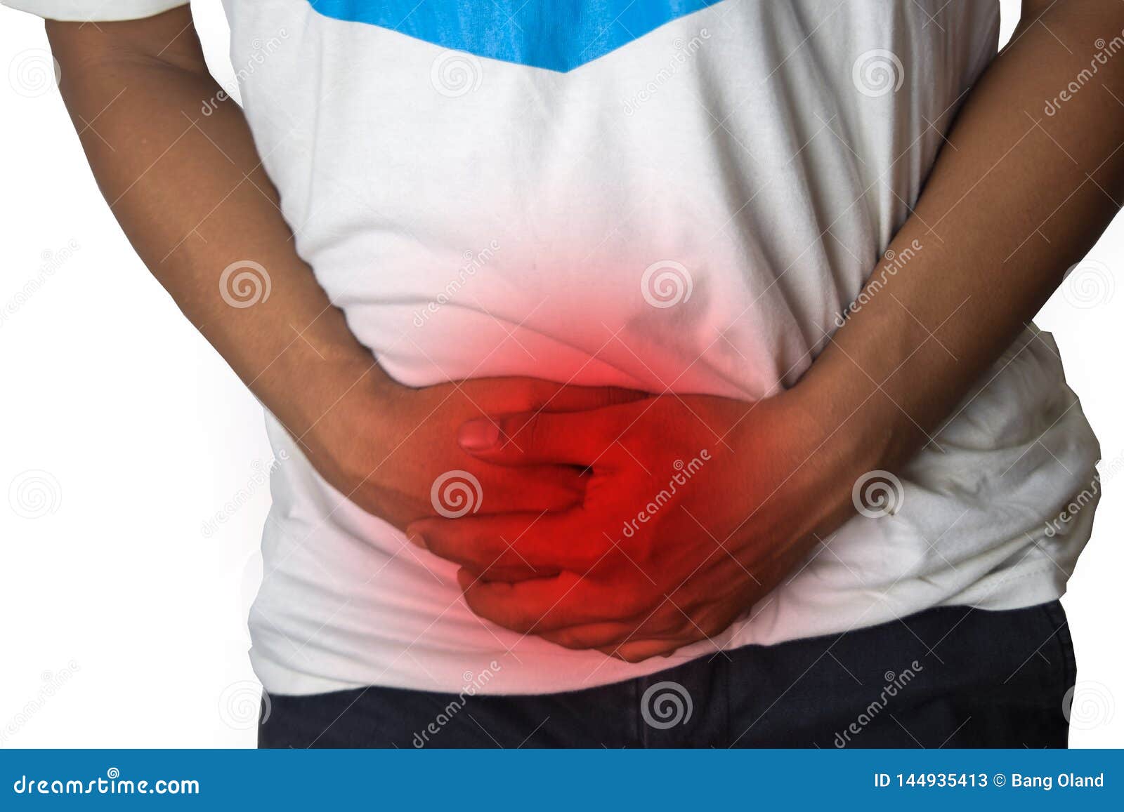 Man Suffering from Sick Stomach and Unhappy Isolated on White ...