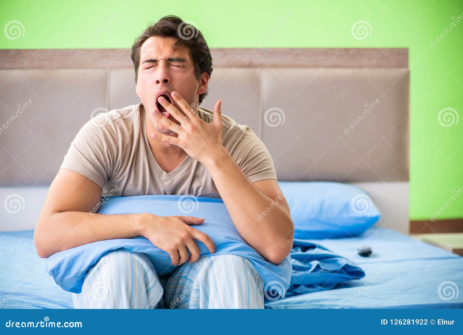The Man Suffering from Sleeping Disorder and Insomnia Stock Photo ...