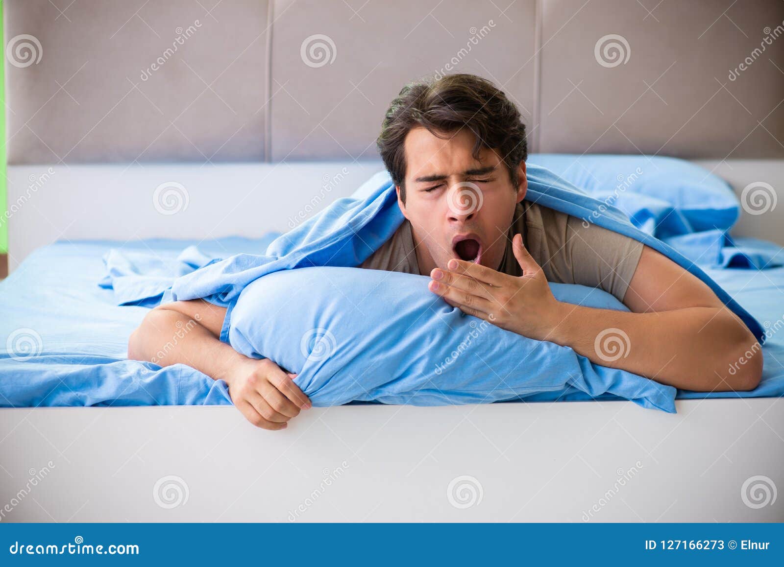 The Man Suffering from Sleeping Disorder and Insomnia Stock Image ...