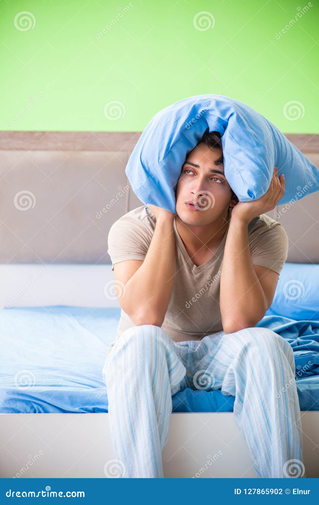 The Man Suffering from Sleeping Disorder and Insomnia Stock Photo ...