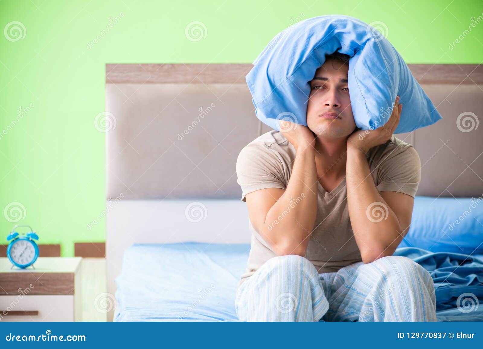 The Man Suffering from Sleeping Disorder and Insomnia Stock Image ...