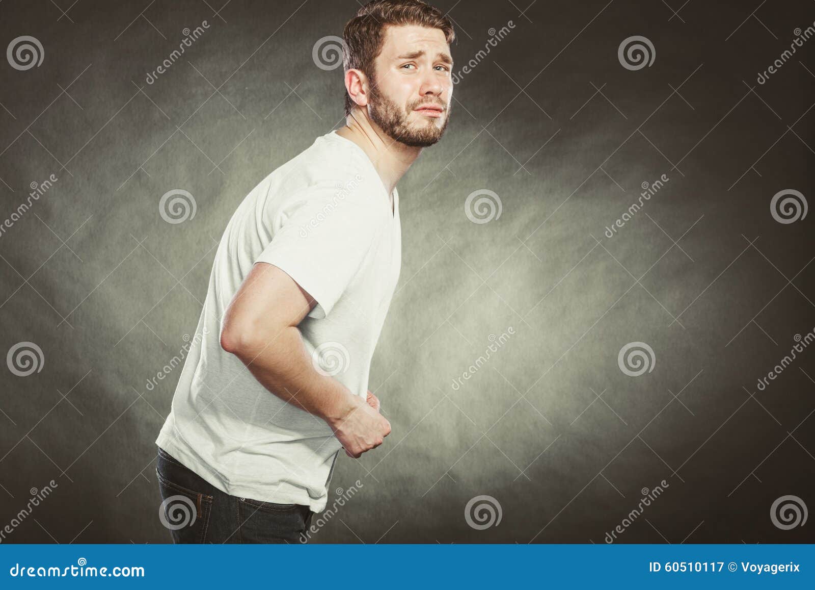 Man Suffering from Stomach Ache Abdominal Pain. Stock Image - Image of ...