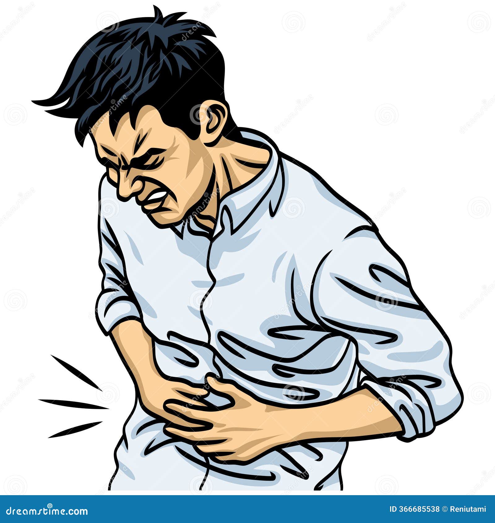 Man Stomach Pain Suffering Illustration Cartoon Drawing Vector ...