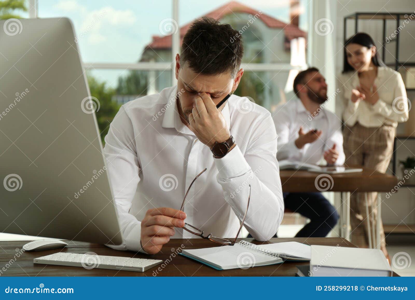 Man Suffering from Toxic Environment at Work Stock Photo - Image of ...