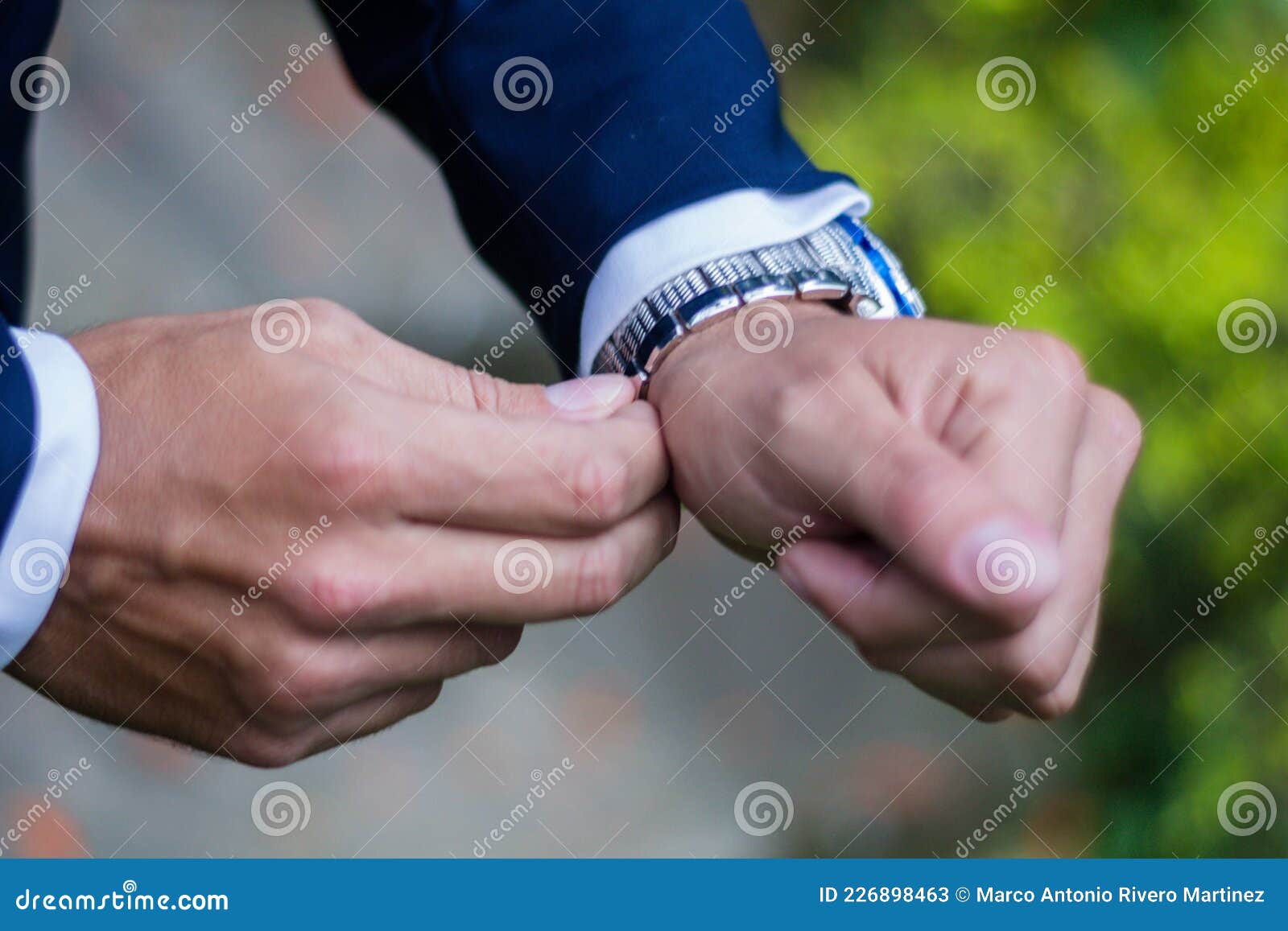 Man in Suit Adjusting the Watch Stock Image - Image of isolated ...