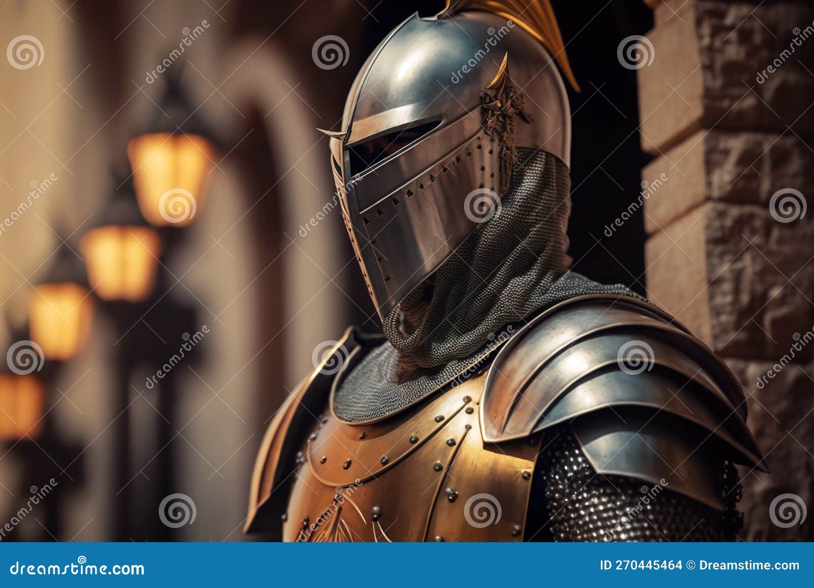 A Man in a Suit of Armor Standing in Front of a Building. Stock ...