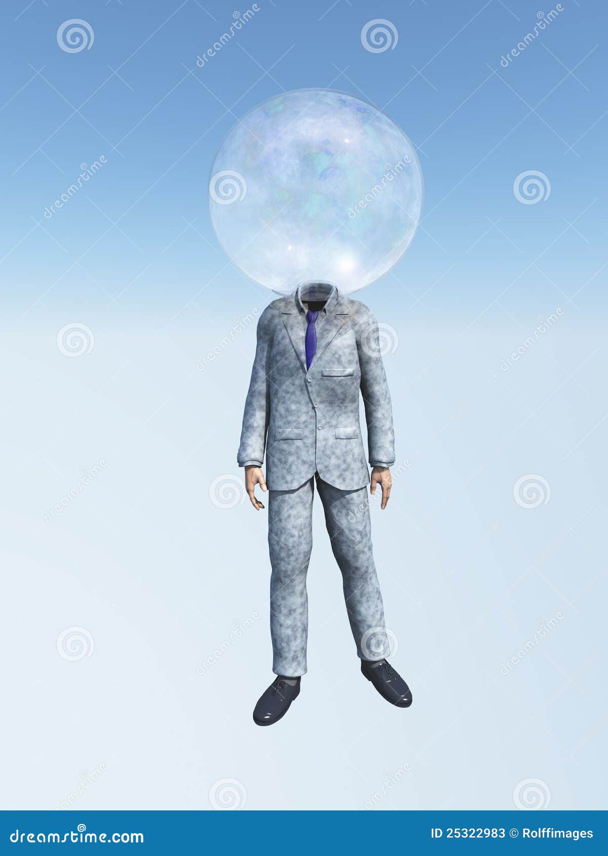 Man in Suit with Bubble Head Stock Illustration - Illustration of ...