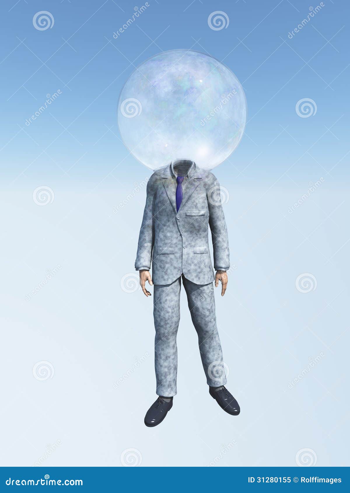 Man in Suit with Bubble Head Stock Illustration - Illustration of ...