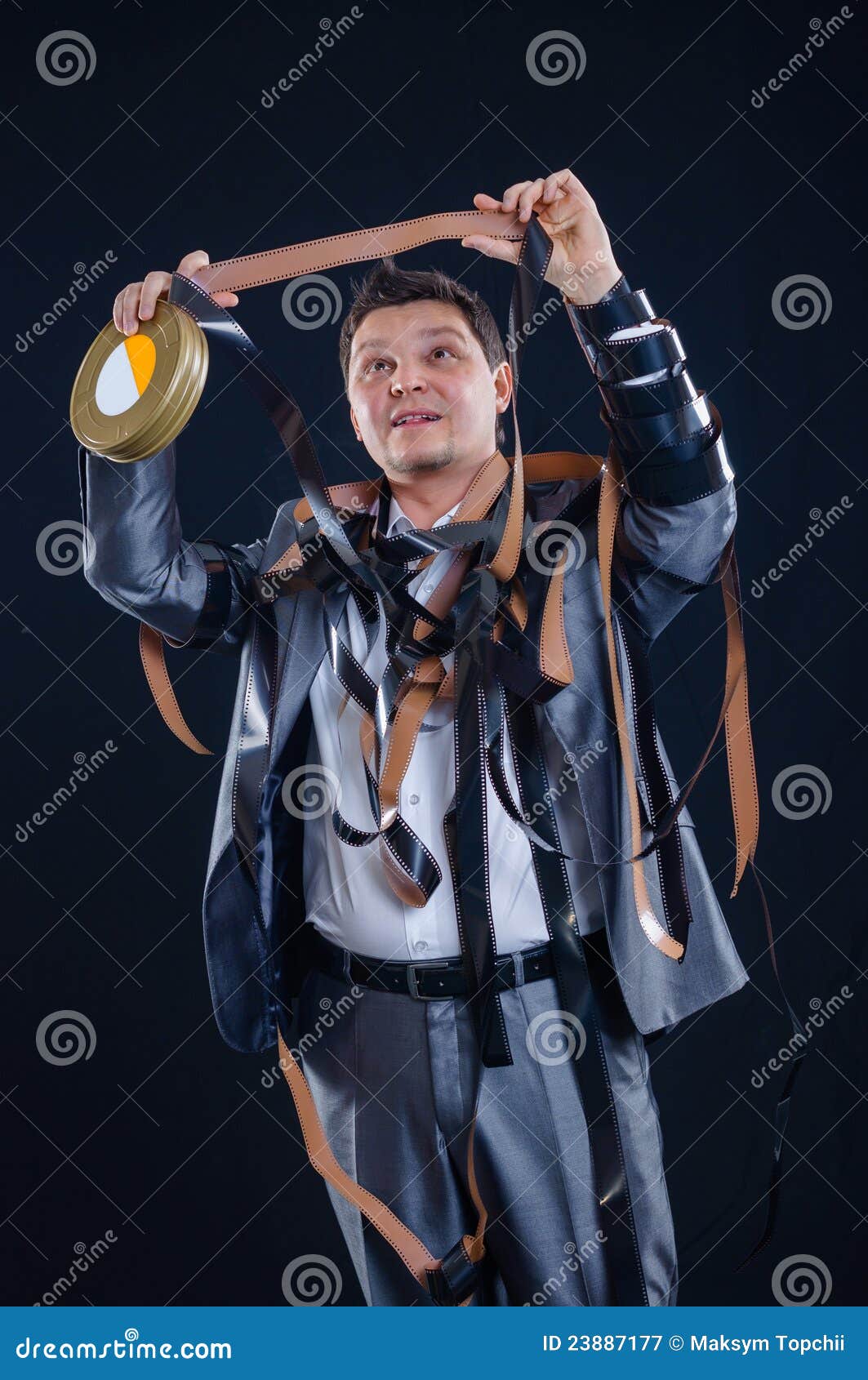 Man in a Suit with the Cine-film Stock Image - Image of cinema ...