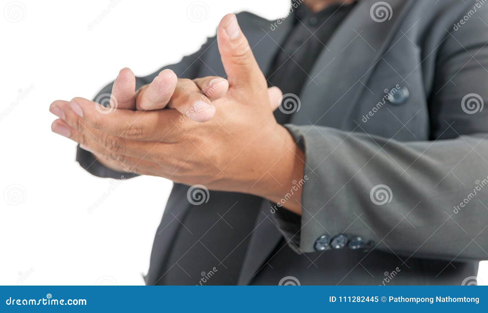 Man with Suit Clapping Hand on White Stock Image - Image of cheerful ...