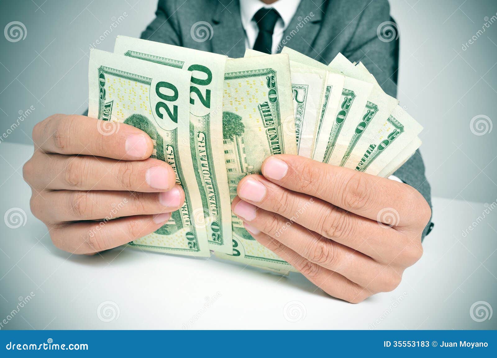Man in Suit Counting US Dollar Bills Stock Image - Image of banknotes ...