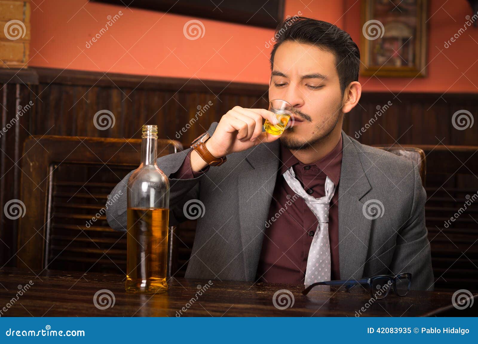 Man in Suit Drinking Alcohol Shot Stock Image - Image of club ...