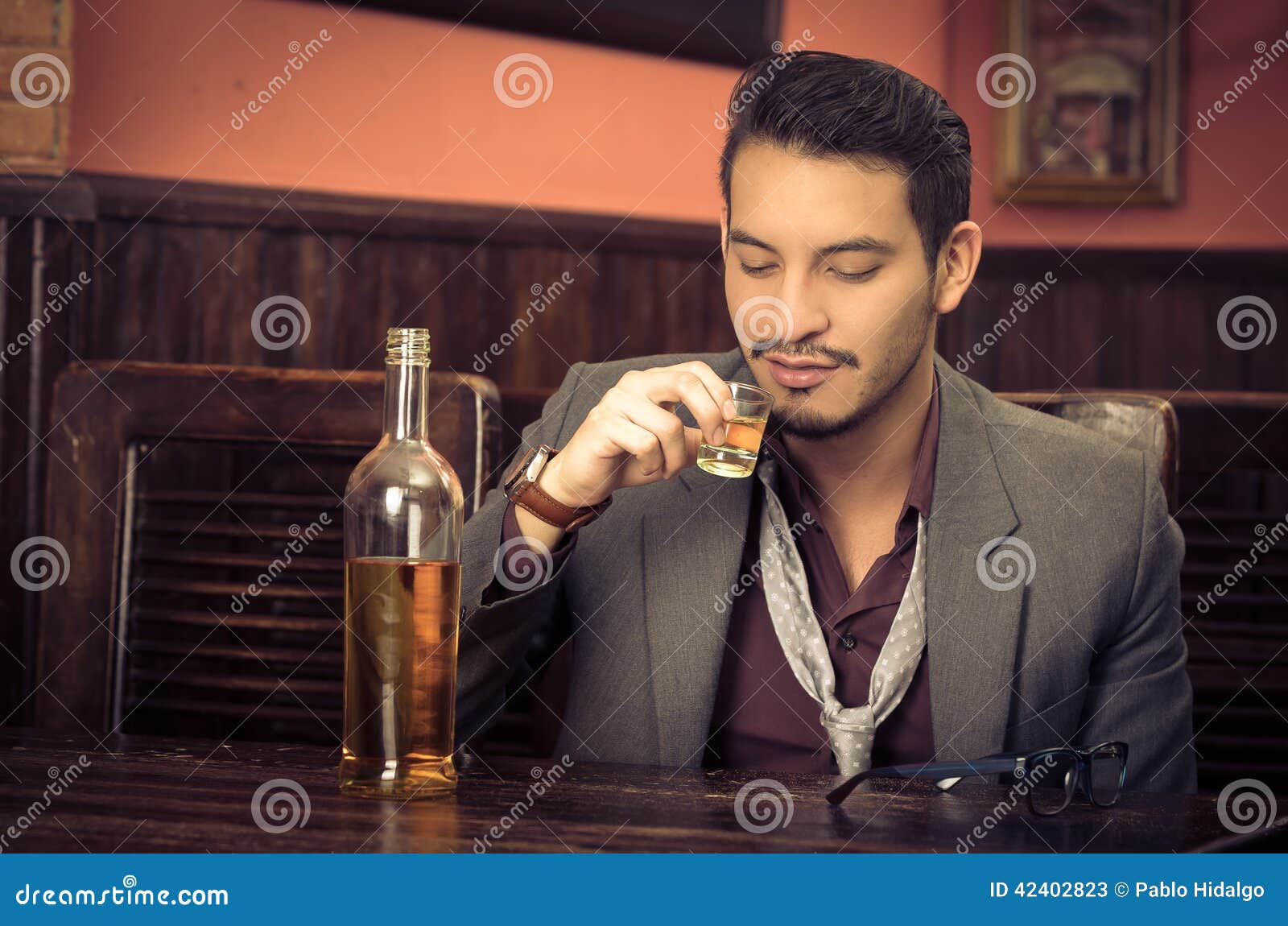 Man in Suit Drinking Alcohol Shot Stock Image - Image of adult, alcohol ...
