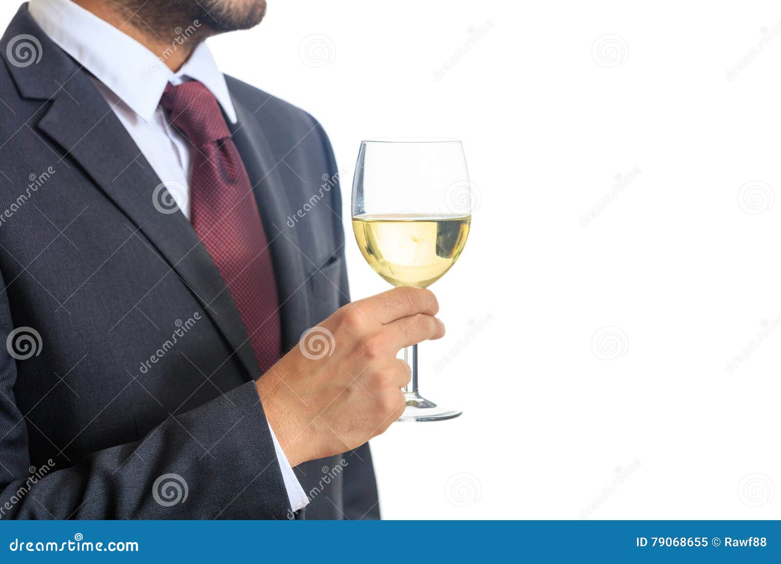 Man in Suit Drinking White Wine Stock Image - Image of glass, party ...