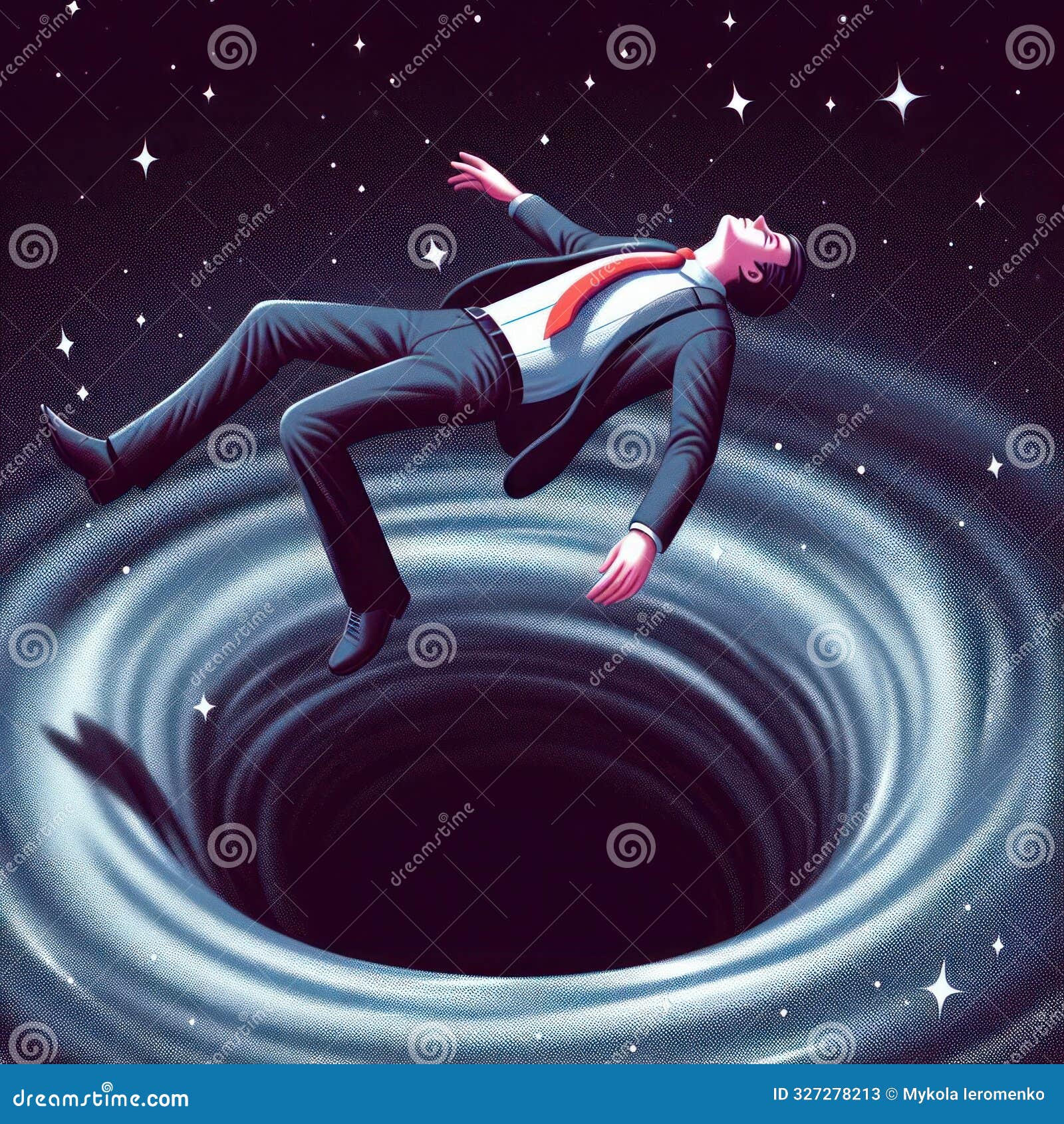 A Man in a Suit Falling into a Deep, Black Hole. Stock Illustration - Illustration of decline ...