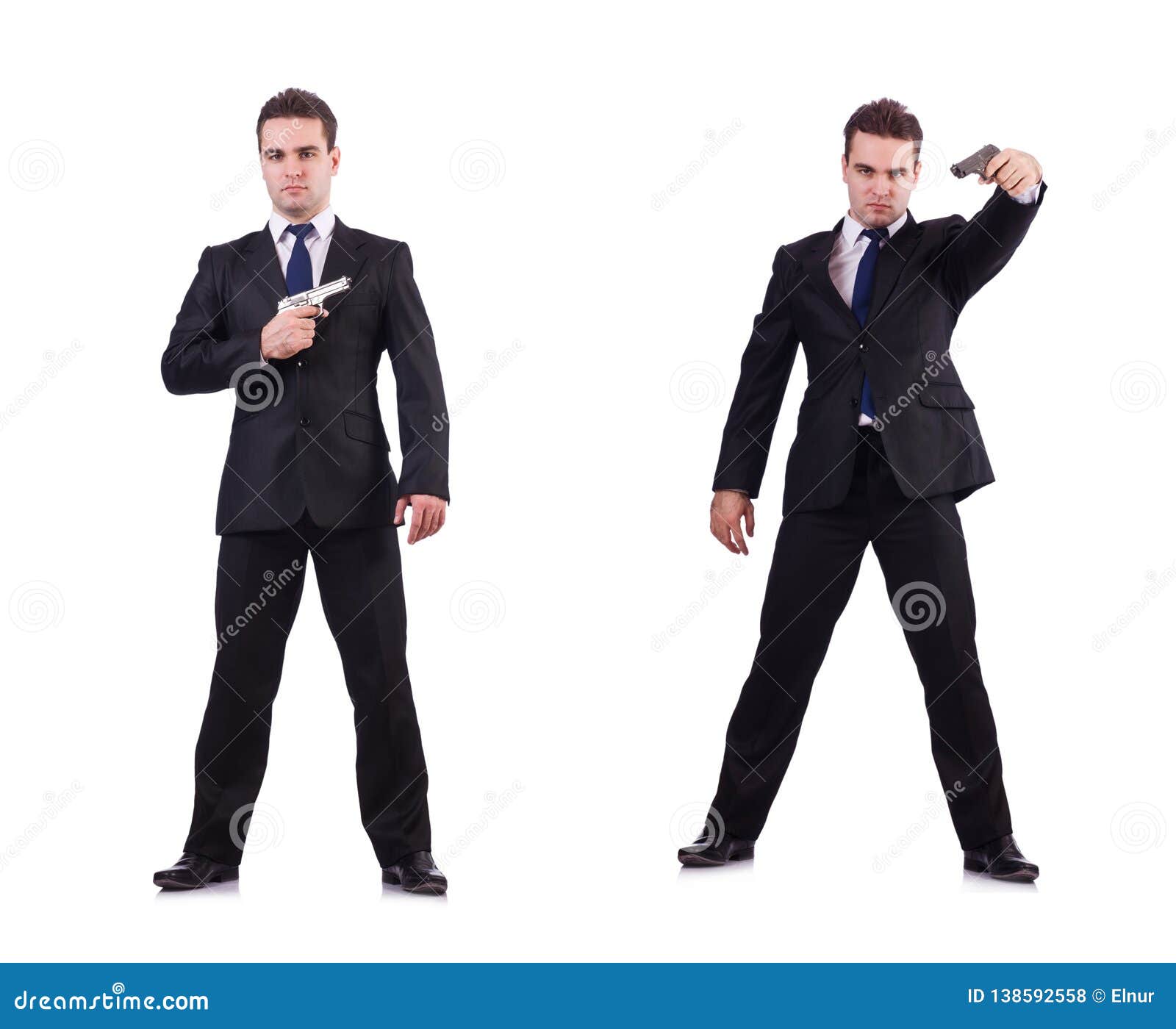 The Man in Suit with Gun Isolated on White Stock Photo - Image of crime ...