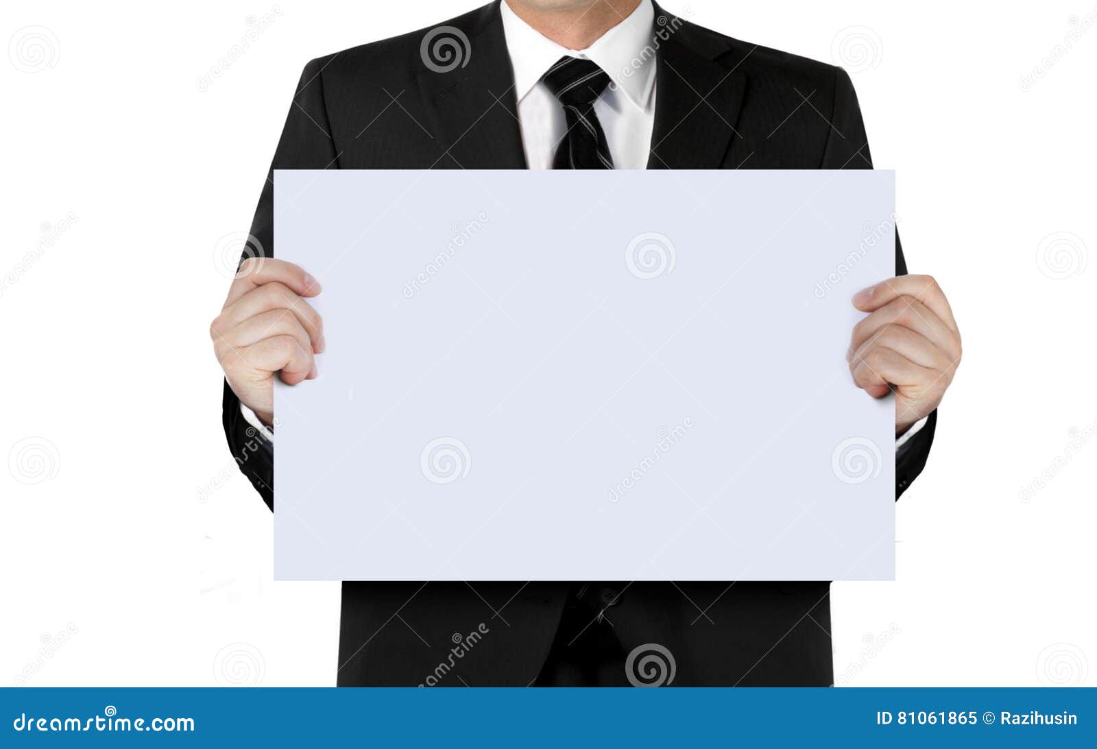Man in Suit Holding Blank Sign Board Stock Image - Image of ...