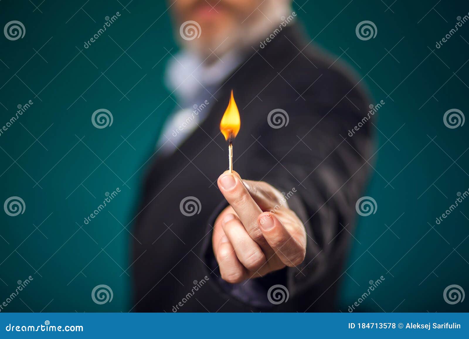 Lit Match In Hand. A Lit Match On A White Background. Lighted Match In ...