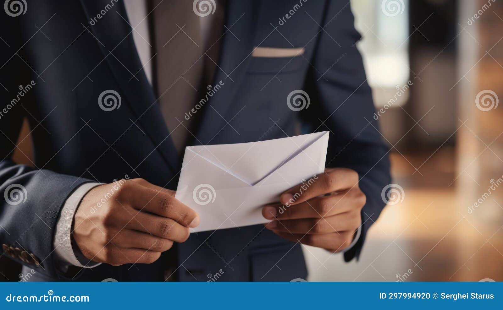 A Man in a Suit Holding an Envelope, AI Stock Photo - Image of adult ...