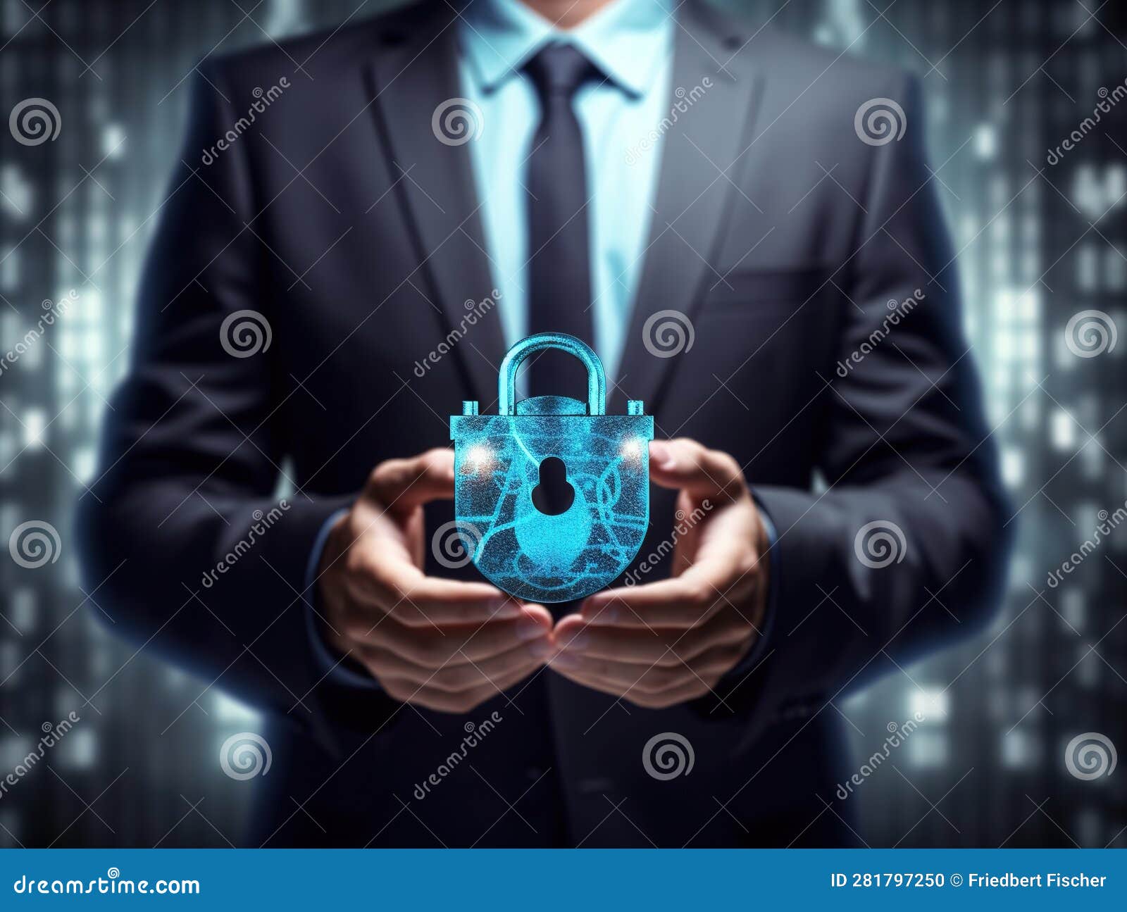 A Man in a Suit Holding a Padlock in His Hands. Generative AI Image ...