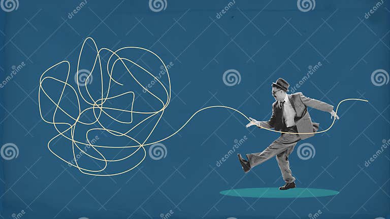 Man in Suit Holding Tangled String, Symbolizing Untangling Complexities ...