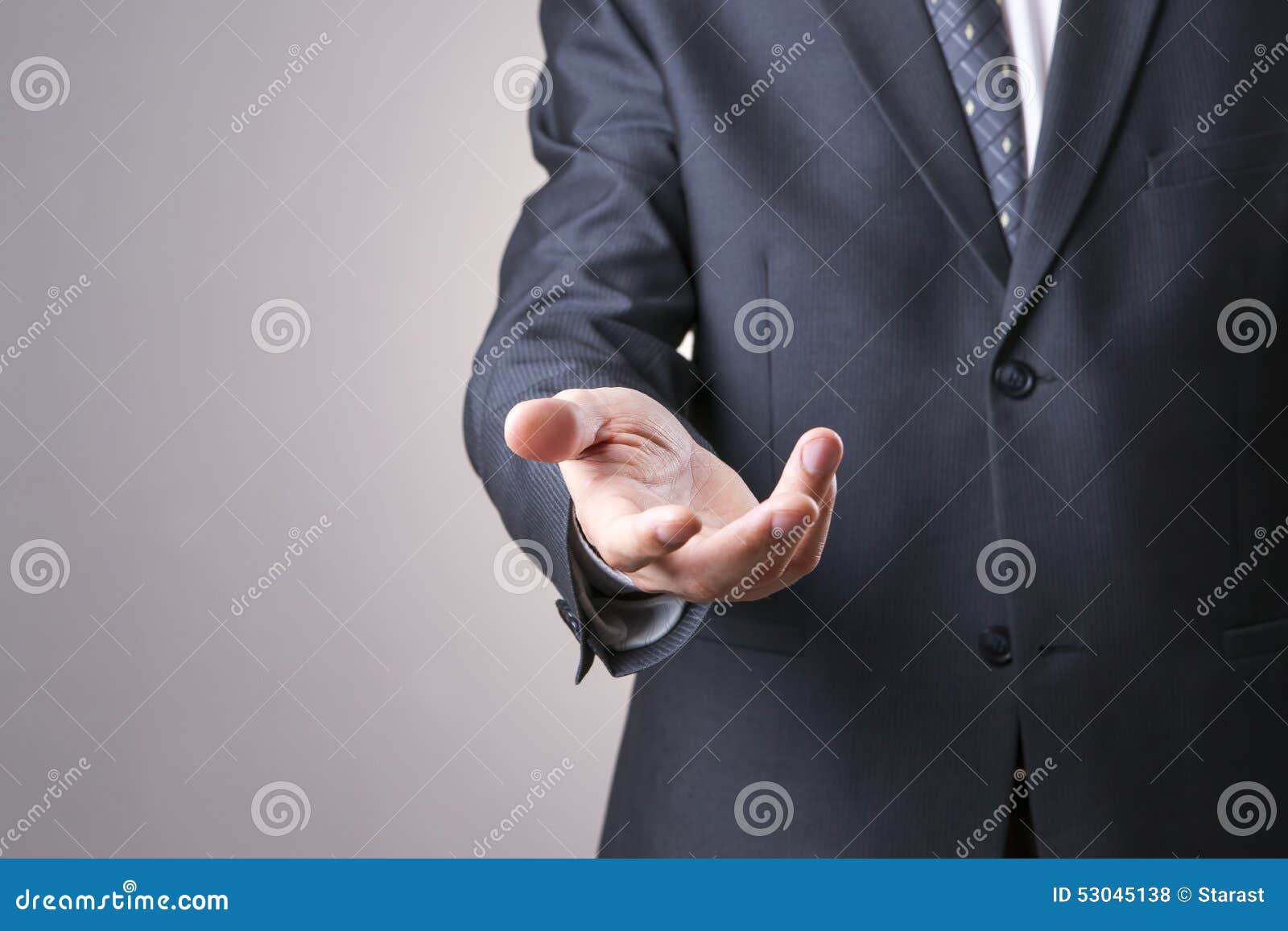 Man in a Suit Holds Out an Empty Hand Stock Photo - Image of idea ...
