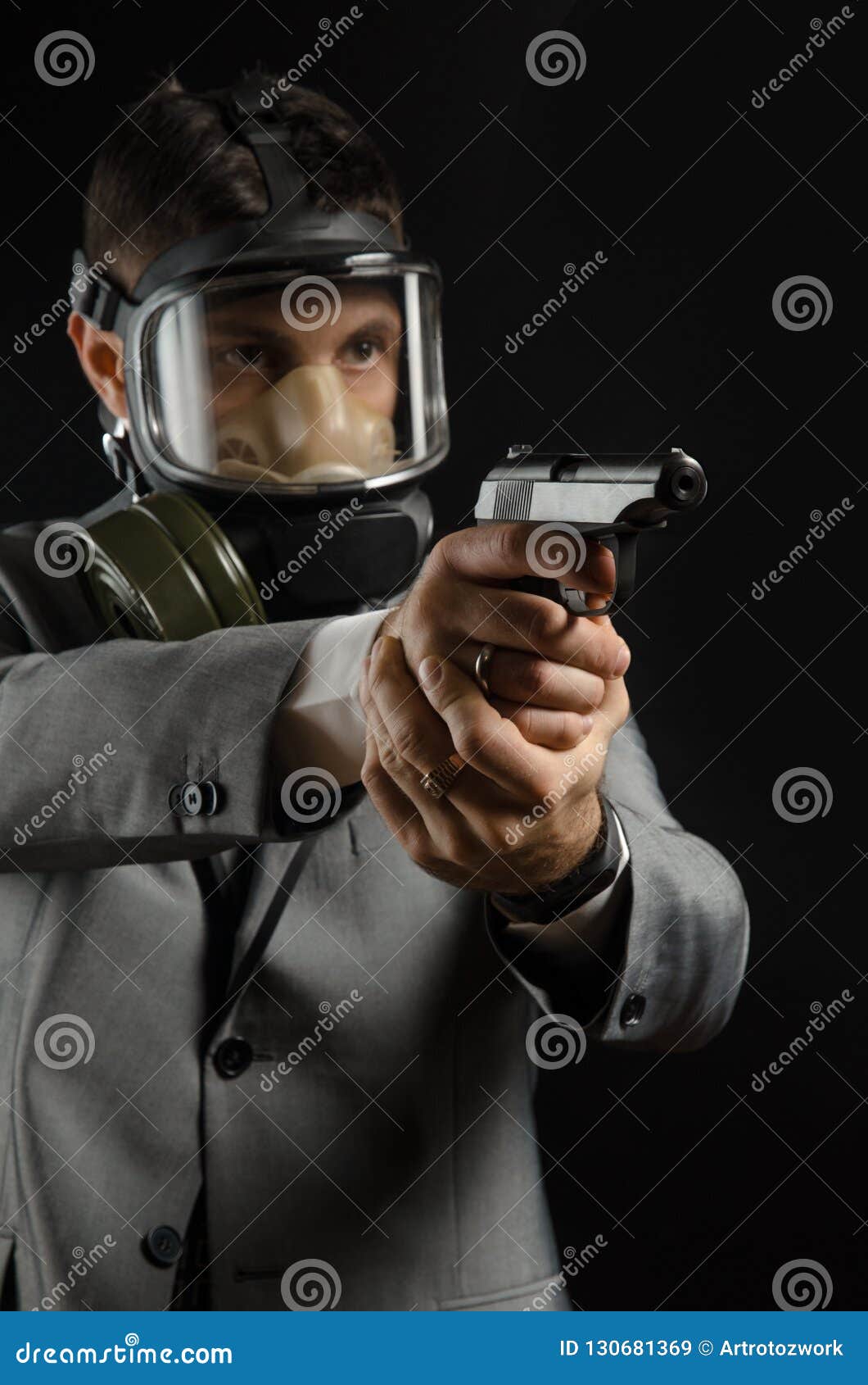 A Man in a Suit Jacket with a Gun Posing As a Special Agent Stock Image ...