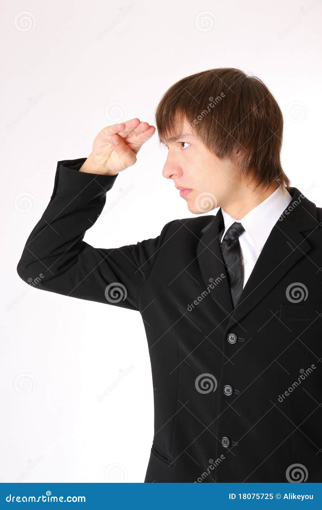 Man in suit looking far stock image. Image of information - 18075725