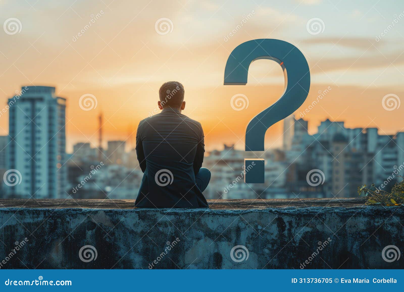 A Man in a Suit is Looking at a Question Mark Stock Image - Image of ...