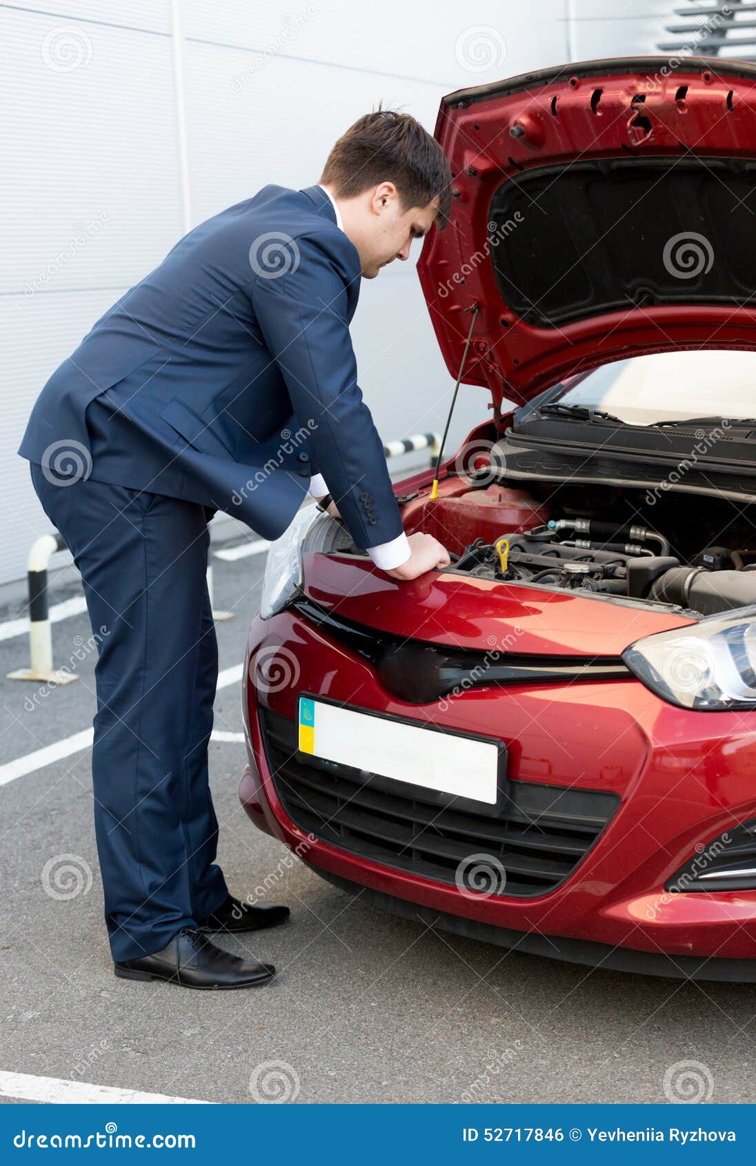 Man in Suit Looking Under Car Bonnet Stock Photo - Image of assistance ...