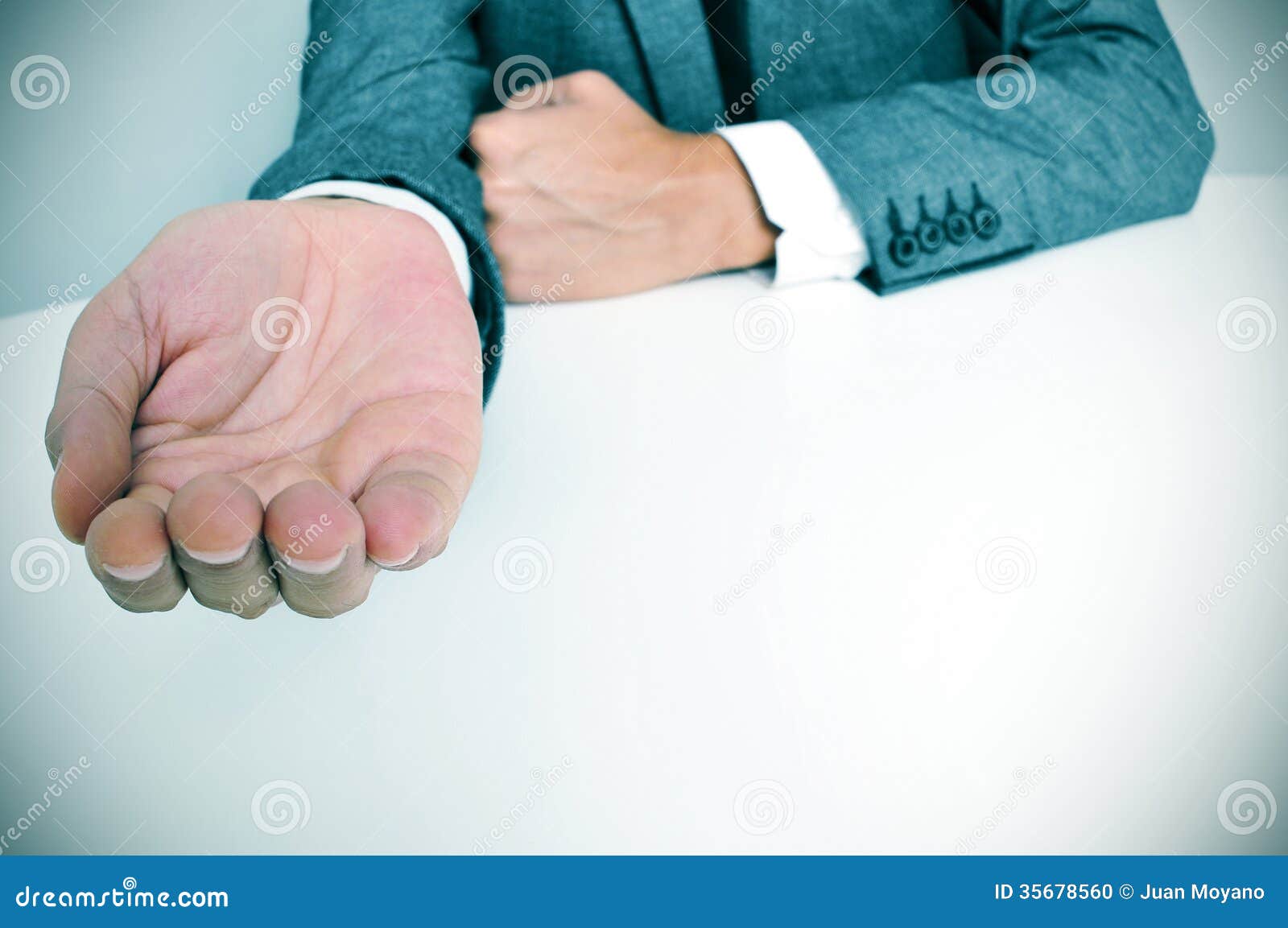 Man in Suit with an Outstretched Hand Stock Photo - Image of beggar ...