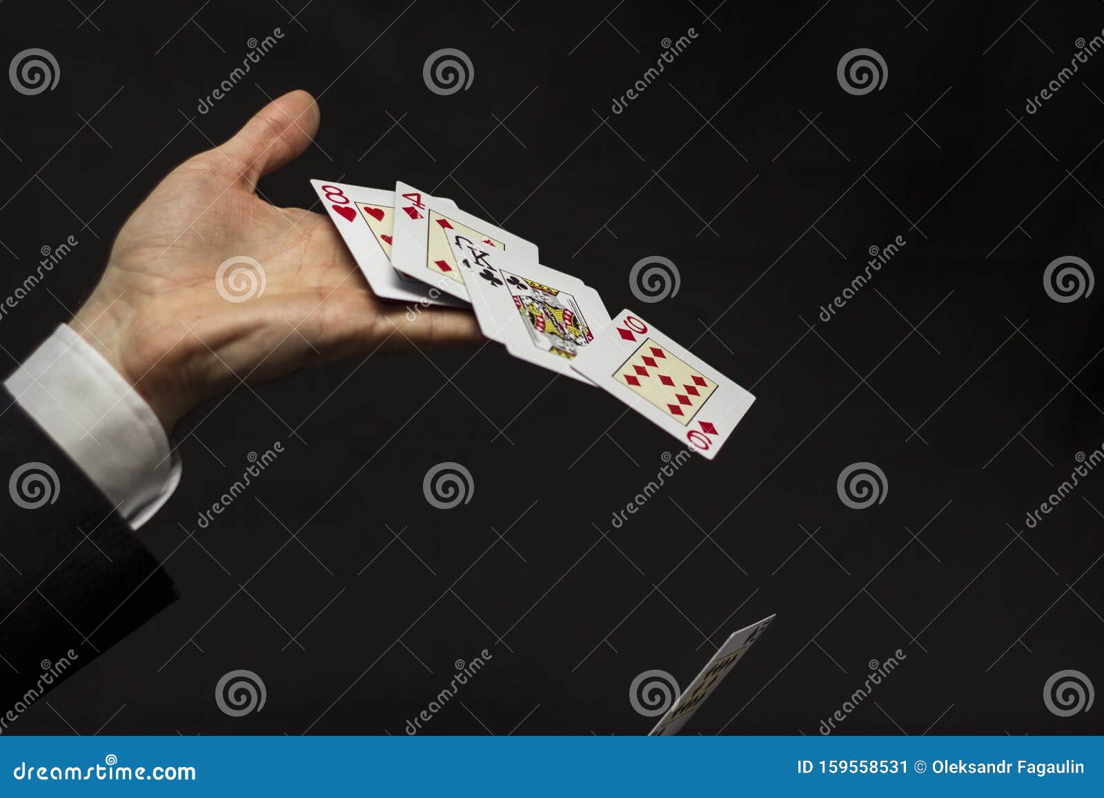 Man with playing cards stock image. Image of heart, black - 159558531