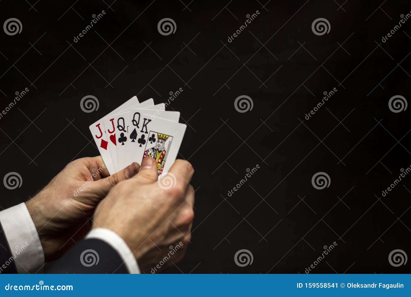 Man with playing cards stock image. Image of casino - 159558541