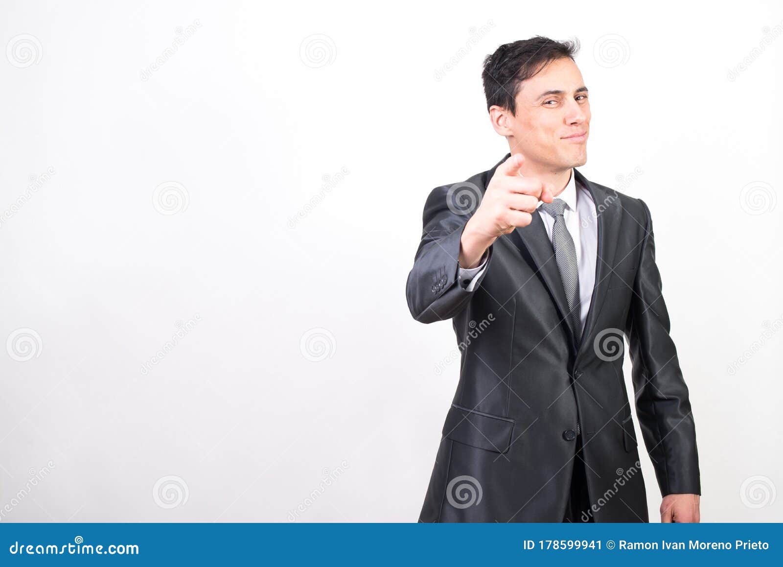 Man in Suit Pointing in Front with Index Finger Stock Image - Image of ...