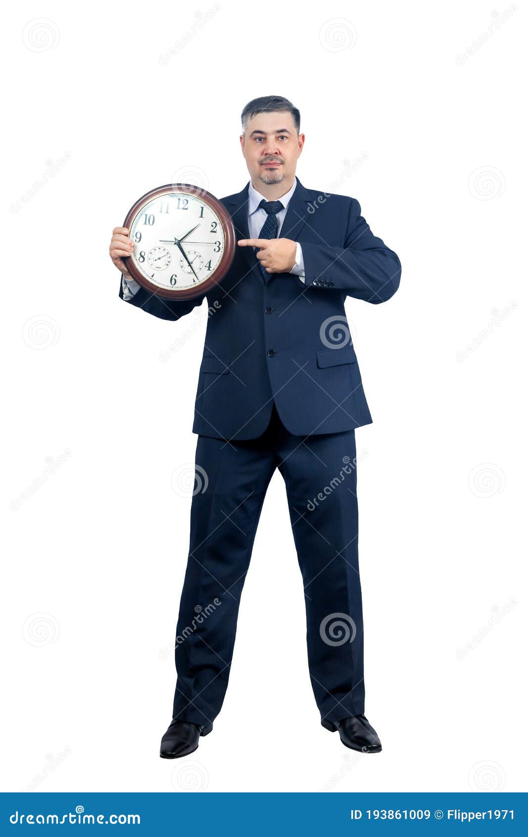 A Man in a Suit Points To a Big Clock Stock Image - Image of occupation ...