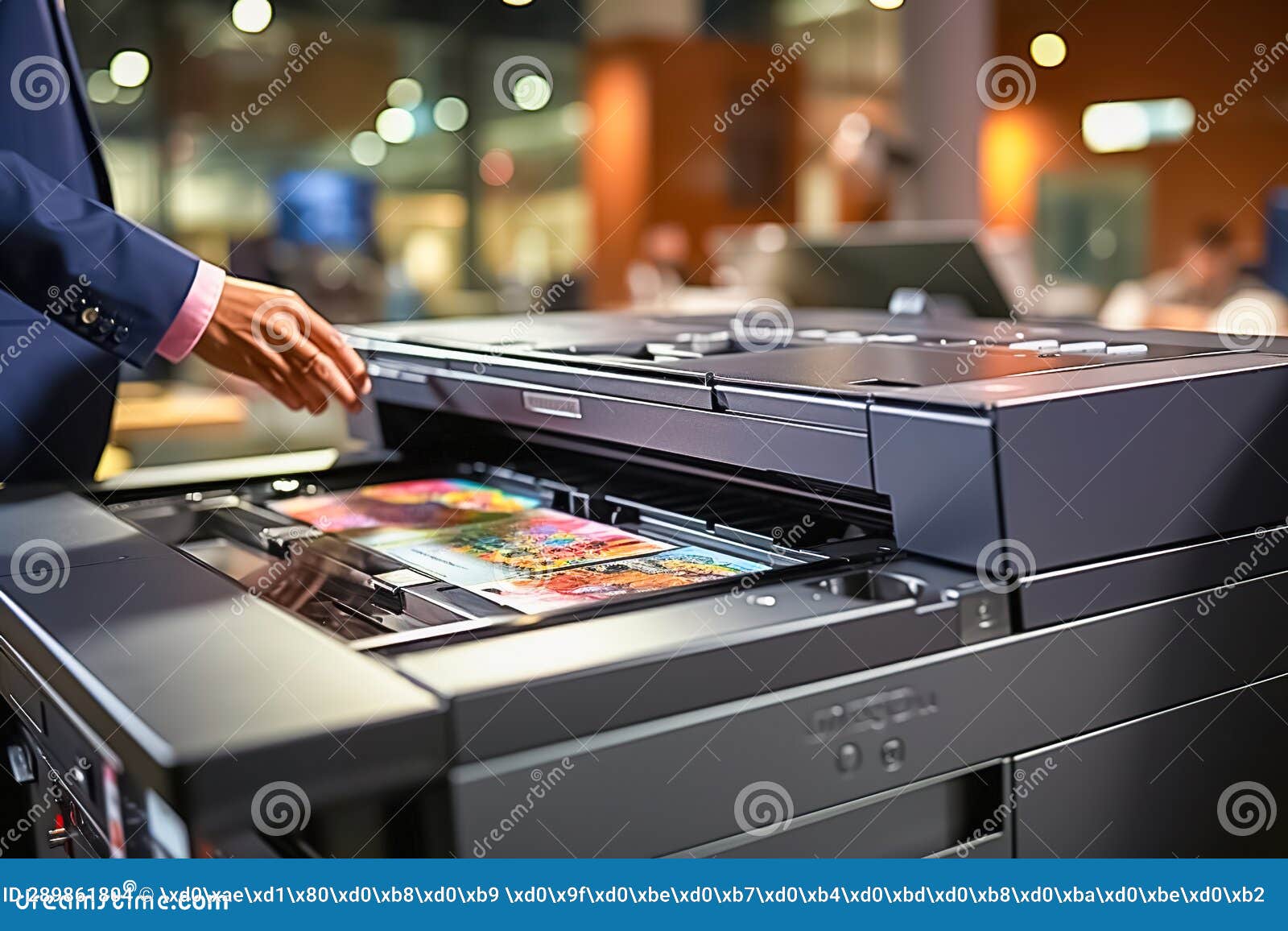 A Man in a Suit Prints on an Office Printer. Stock Photo - Image of ...