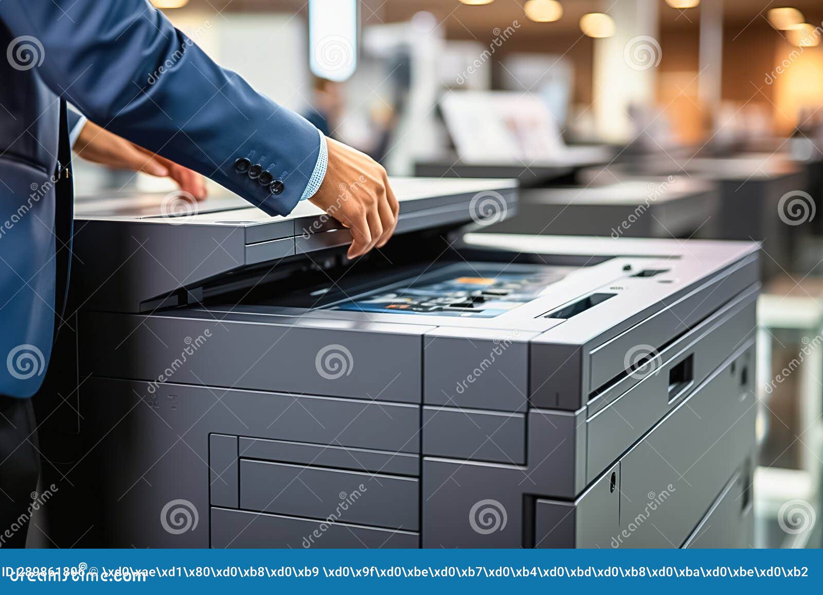 A Man in a Suit Prints on an Office Printer. Stock Photo - Image of ...