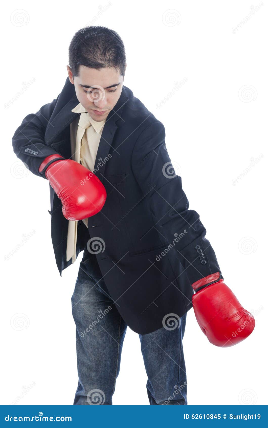 Man in Suit with Red Boxing Gloves Stock Image - Image of fist, knock ...