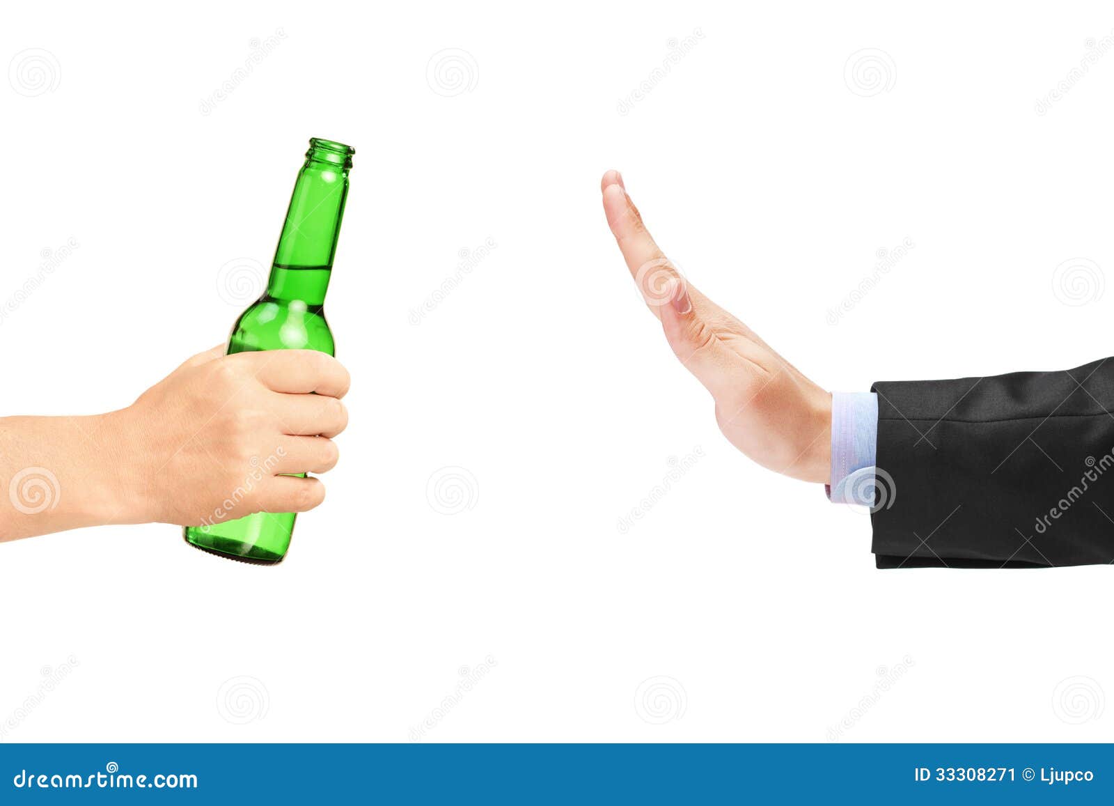 Man in Suit Refusing a Bottle of Beer Stock Image - Image of offering ...