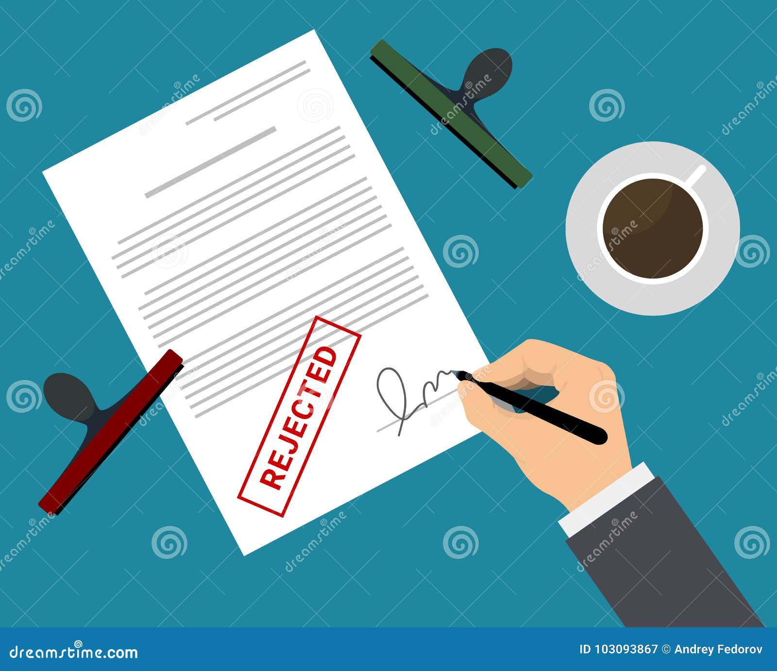 Man in Suit Rejected Document by Stamp Stock Vector - Illustration of ...
